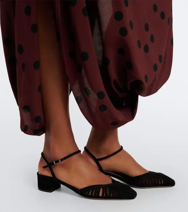 AQUAZZURA Yara Suede Pumps With Buckle-fastening Ankle Strap