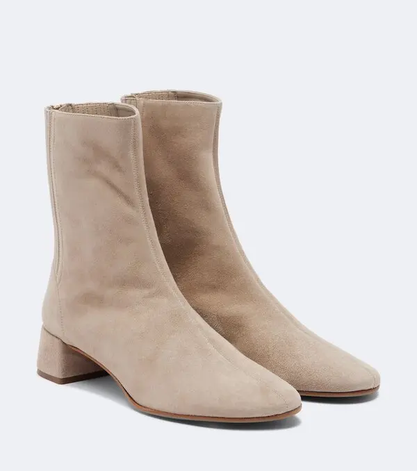 AQUAZZURA Saint Honore Suede Ankle Boots - Beige