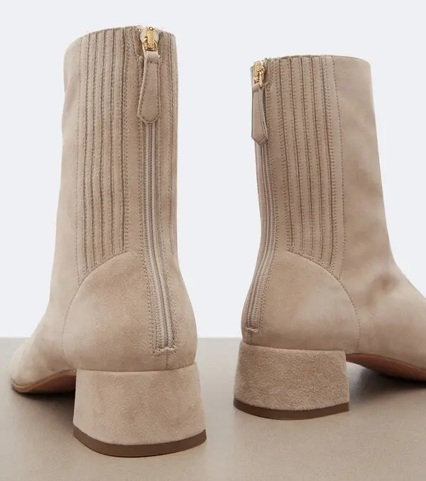 AQUAZZURA Saint Honore Suede Ankle Boots - Beige