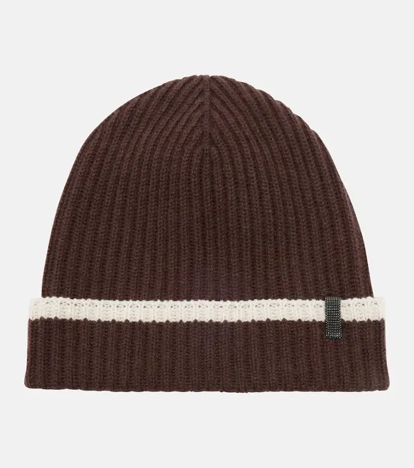 Brunello Cucinelli Monili Ribbed-knit Cashmere Beanie - Brown