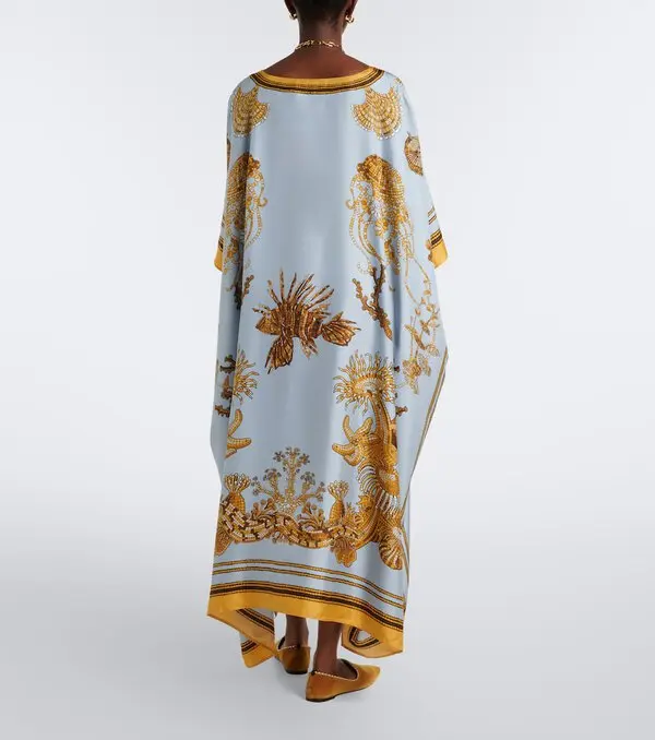 La DoubleJ Square Printed Silk Twill Kaftan