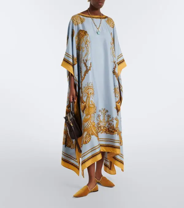 La DoubleJ Square Printed Silk Twill Kaftan