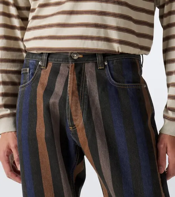 Versace Striped Straight Leg Jeans