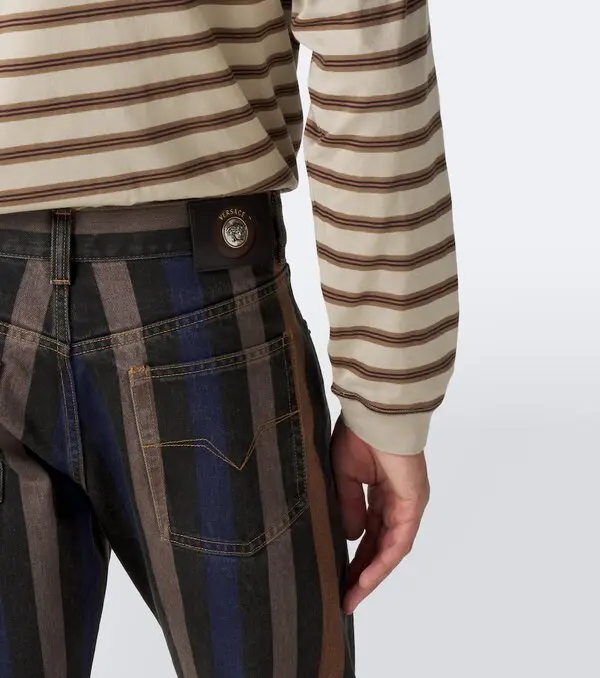 Versace Striped Straight Leg Jeans