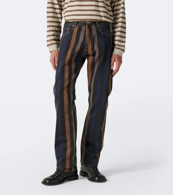 Versace Striped Straight Leg Jeans