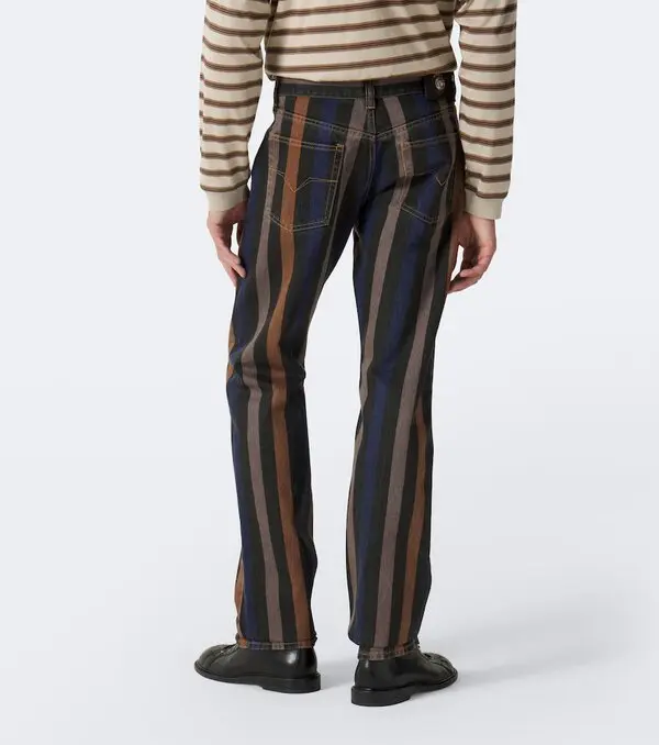 Versace Striped Straight Leg Jeans