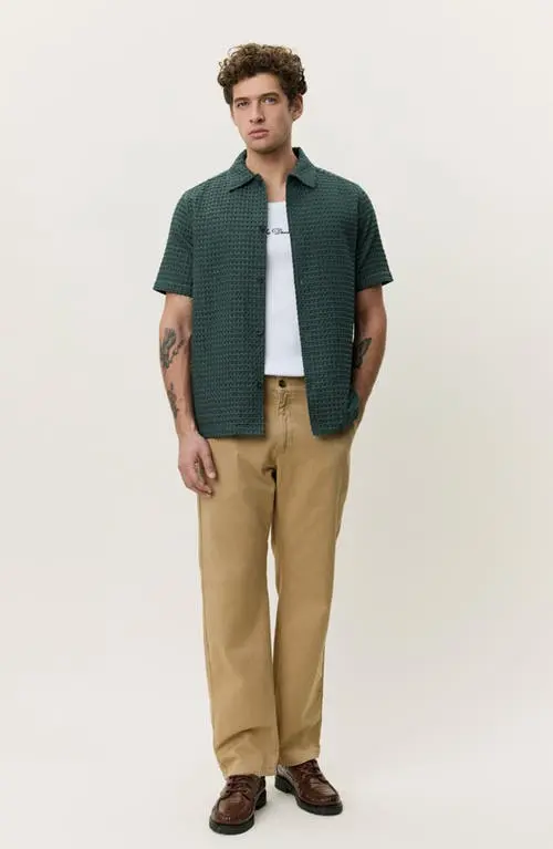 LES DEUX Check Cotton Seersucker Button-up Shirt