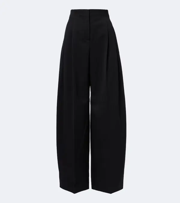 MUGLER Pleated Virgin Wool Wide-leg Trousers