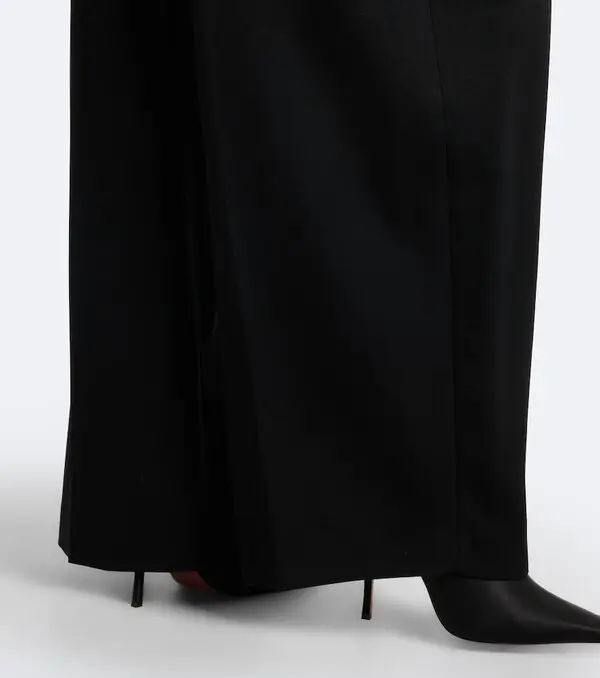 MUGLER Pleated Virgin Wool Wide-leg Trousers