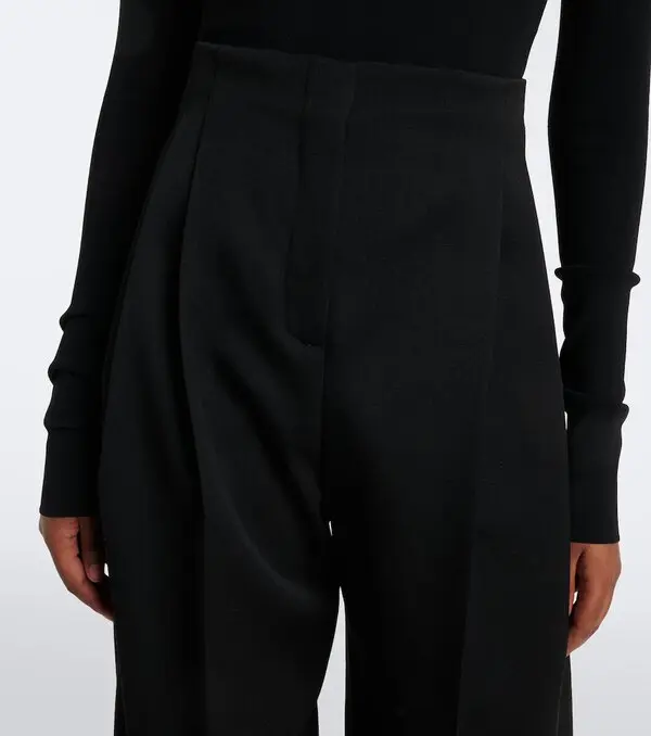 MUGLER Pleated Virgin Wool Wide-leg Trousers