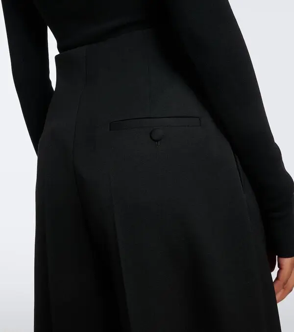 MUGLER Pleated Virgin Wool Wide-leg Trousers