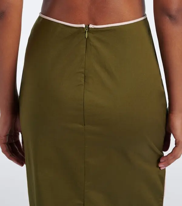 ADRIANA DEGREAS Ruffled Cotton-blend Midi Skirt