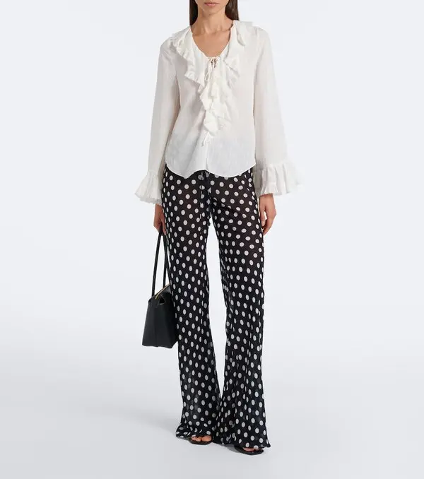 ALEXANDRA MIRO Scarlett Polka-dot Flared Pants