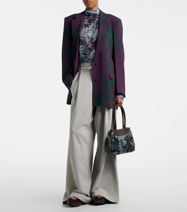Dries Van Noten Wide-leg Cotton Jersey Sweatpants - Grey