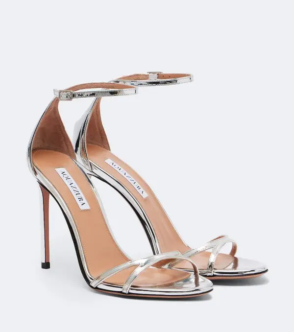 AQUAZZURA Nuda Mirrored Leather Sandals