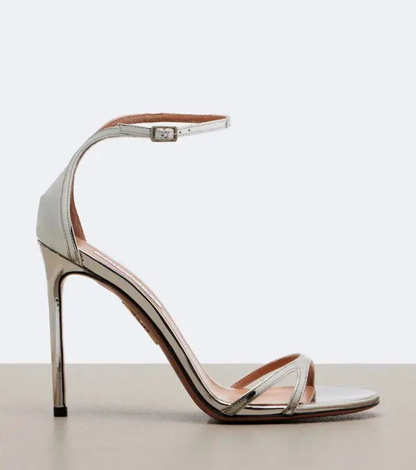AQUAZZURA Nuda Mirrored Leather Sandals