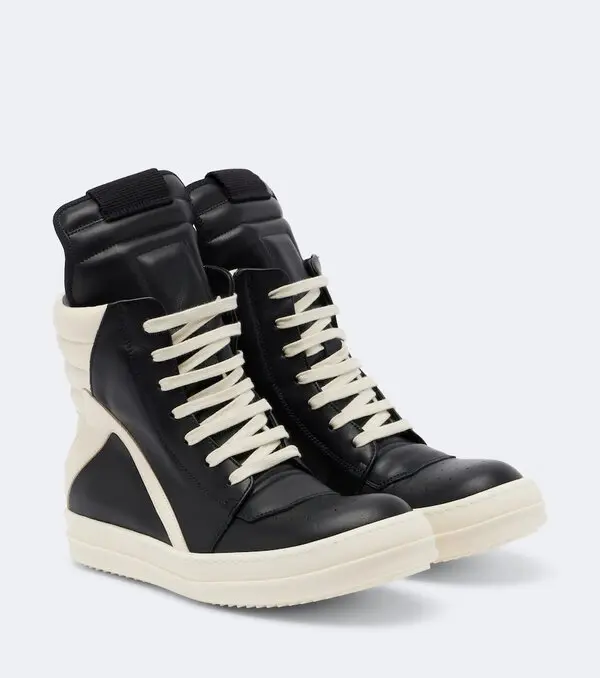 Rick Owens Geobasket Leather High-top Sneakers - Black