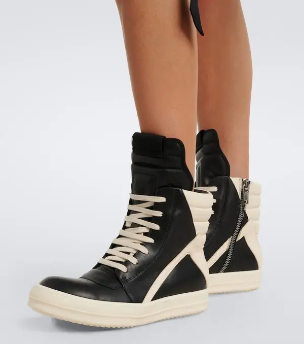 Rick Owens Geobasket Leather High-top Sneakers - Black