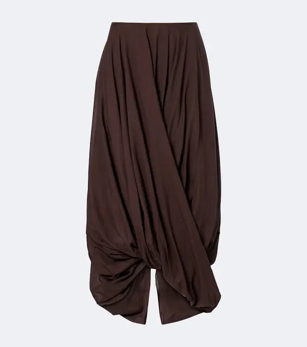 TOTEME Cotton-blend Jersey Midi Skirt - Brown