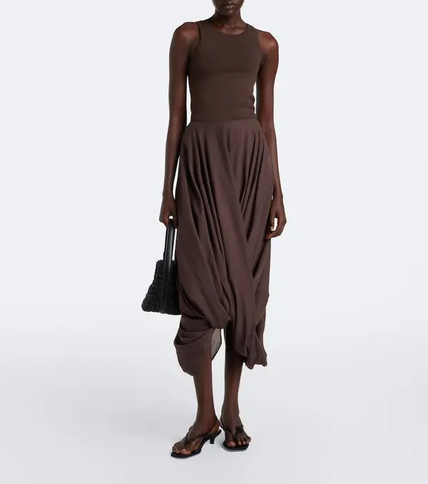 TOTEME Cotton-blend Jersey Midi Skirt - Brown