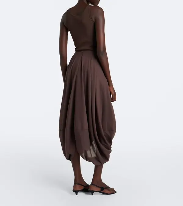 TOTEME Cotton-blend Jersey Midi Skirt - Brown