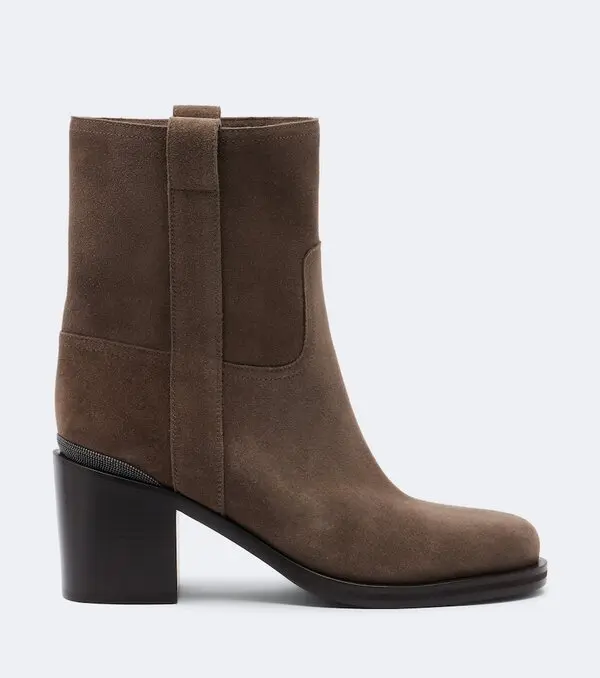 Brunello Cucinelli Monili Suede Ankle Boots