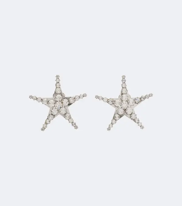 Alessandra Rich Crystal-embellished Star Earrings - Silver