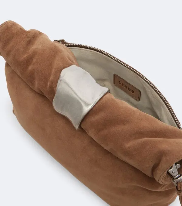 Staud Puff Small Suede Clutch - Brown