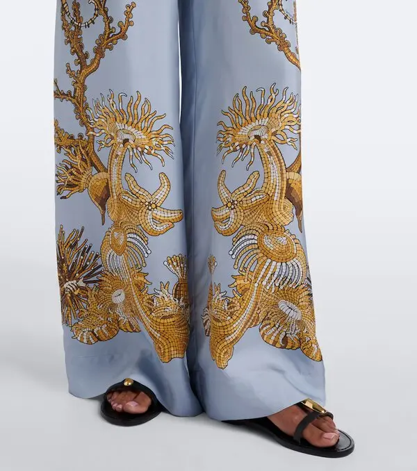 La DoubleJ Printed Silk Twill Palazzo Pants - Multicoloured