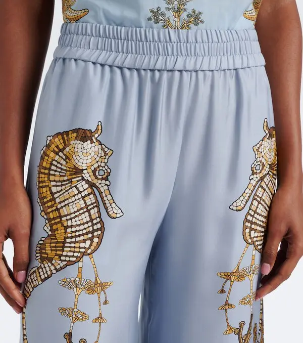 La DoubleJ Printed Silk Twill Palazzo Pants - Multicoloured