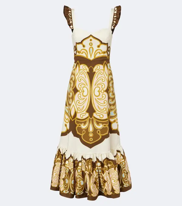 La DoubleJ Gingerbread Printed Midi Dress