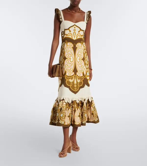 La DoubleJ Gingerbread Printed Midi Dress