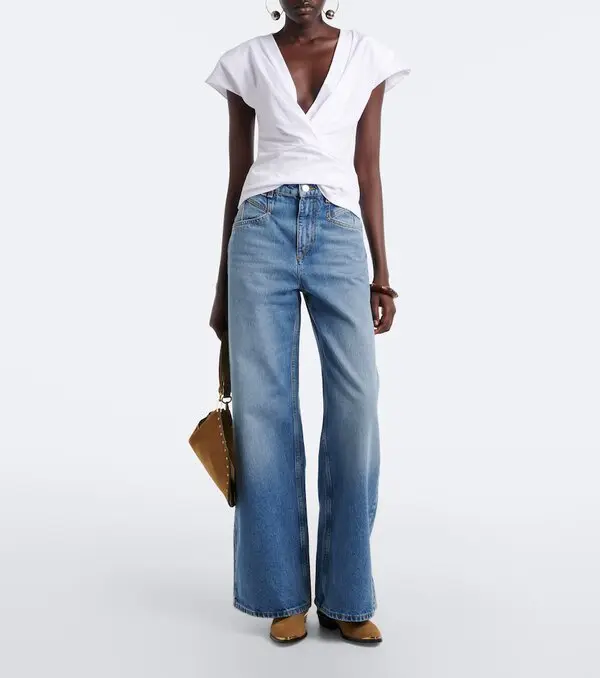 Isabel Marant Étoile Nadrine Cotton Jersey Top - White