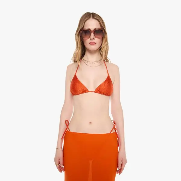 Sprwmn Embellished Triangle Bikini Top - Orange