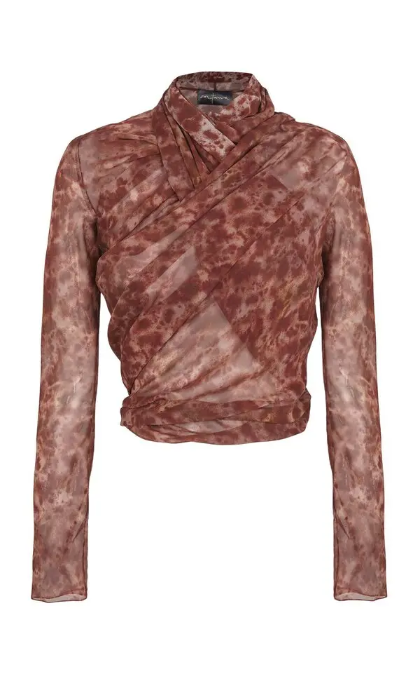 CORTANA Meena Silk Printed Wrap Jacket - Red