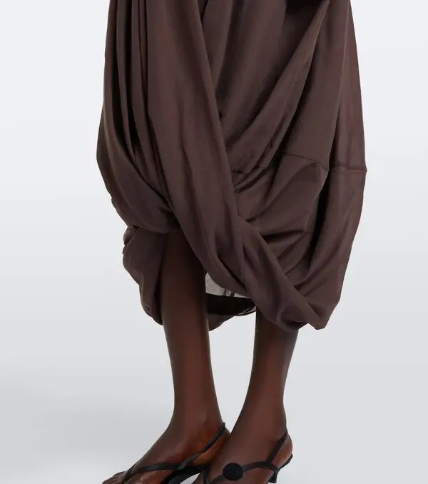 TOTEME Cotton-blend Jersey Midi Skirt - Brown
