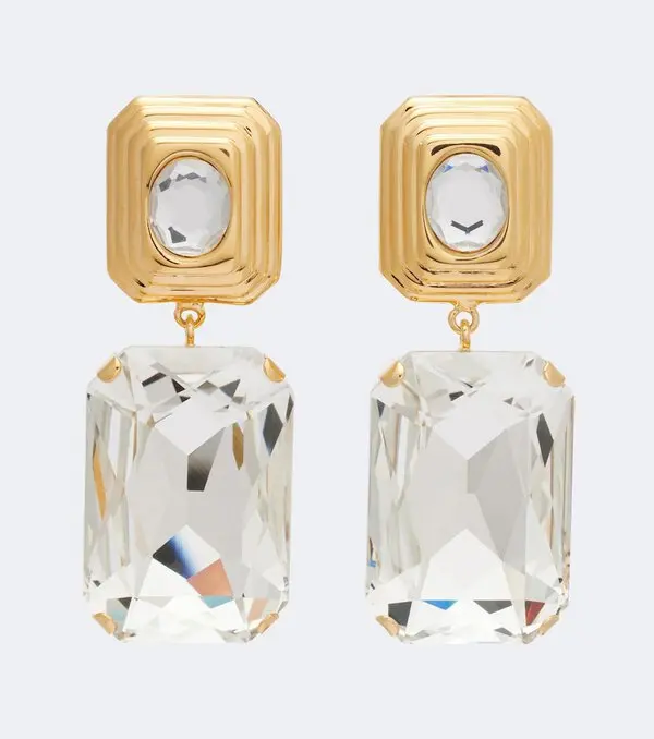 Alessandra Rich Crystal-embellished Clip-on Earrings - Gold