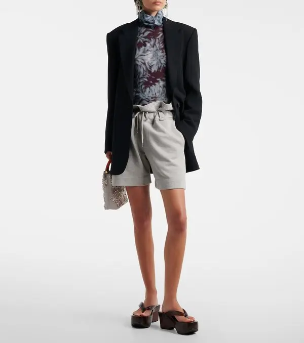 Dries Van Noten Hadiela Cotton Jersey Shorts - Grey