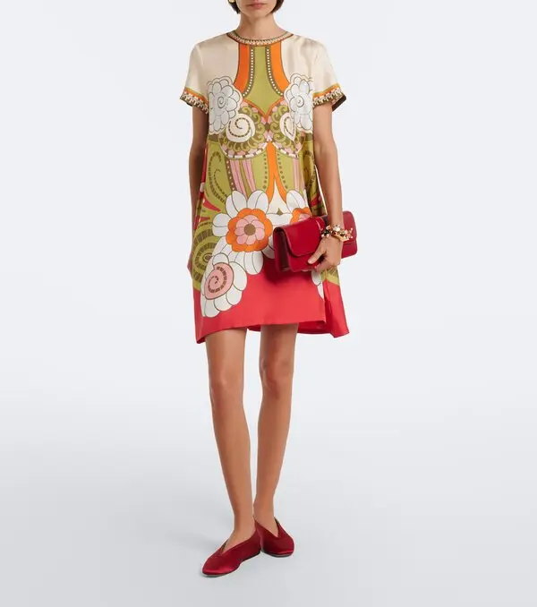 La DoubleJ Mini Swing Printed Silk Minidress - Multicoloured