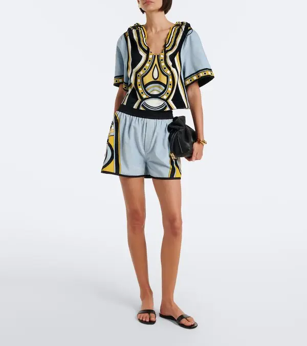 La DoubleJ Printed Cotton Terry Pull-on Shorts