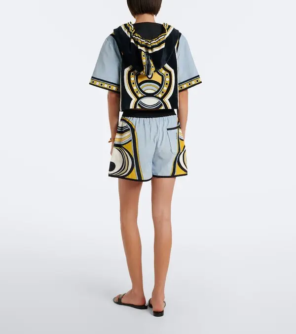 La DoubleJ Printed Cotton Terry Pull-on Shorts