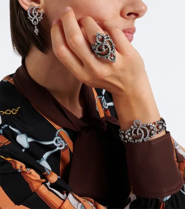 Gucci Gg Marmont Embellished Ring - Silver