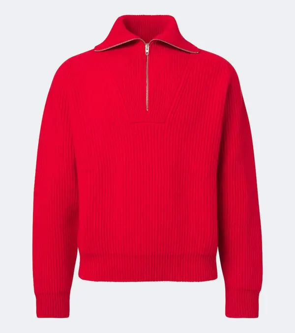 JIL SANDER Wool Half-zip Sweater - Red