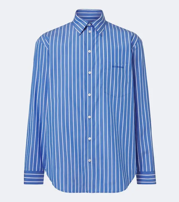 Balenciaga Striped Cotton Poplin Shirt - Blue