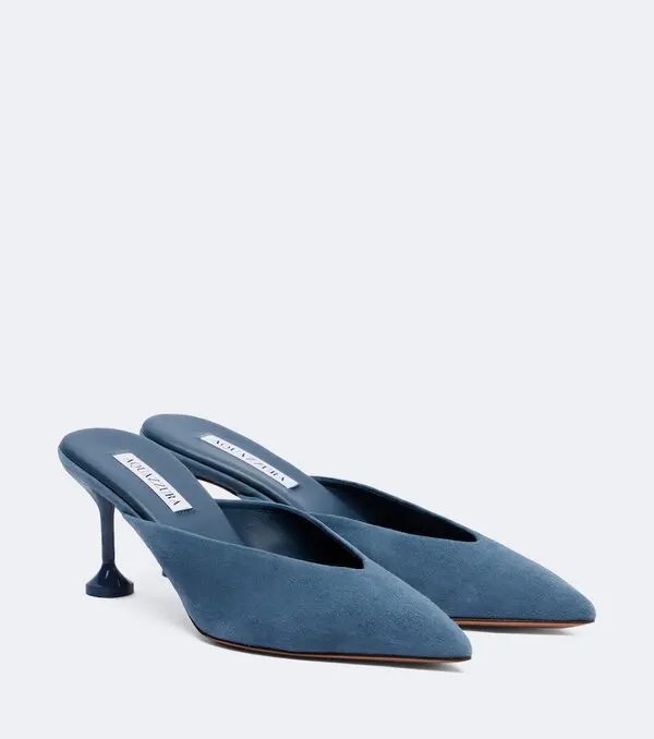 AQUAZZURA Bisous Suede Mule - Blue