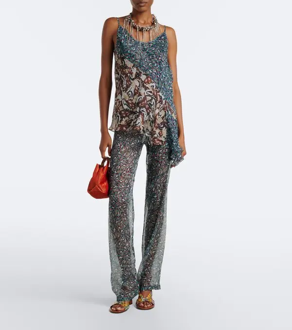 Dries Van Noten Printed Asymmetrical Top - Multicoloured