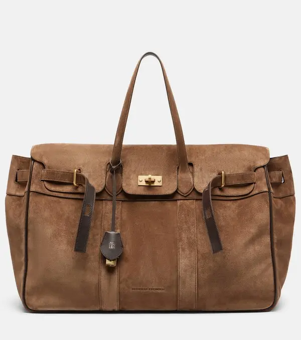 Brunello Cucinelli Large Suede Tote Bag - Brown
