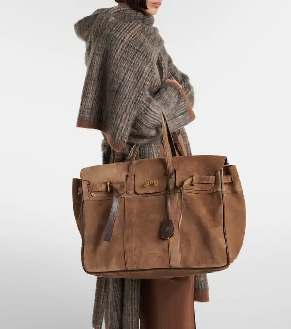 Brunello Cucinelli Large Suede Tote Bag - Brown