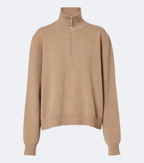 RÓHE Wool-blend Half-zip Turtleneck Sweater - Beige