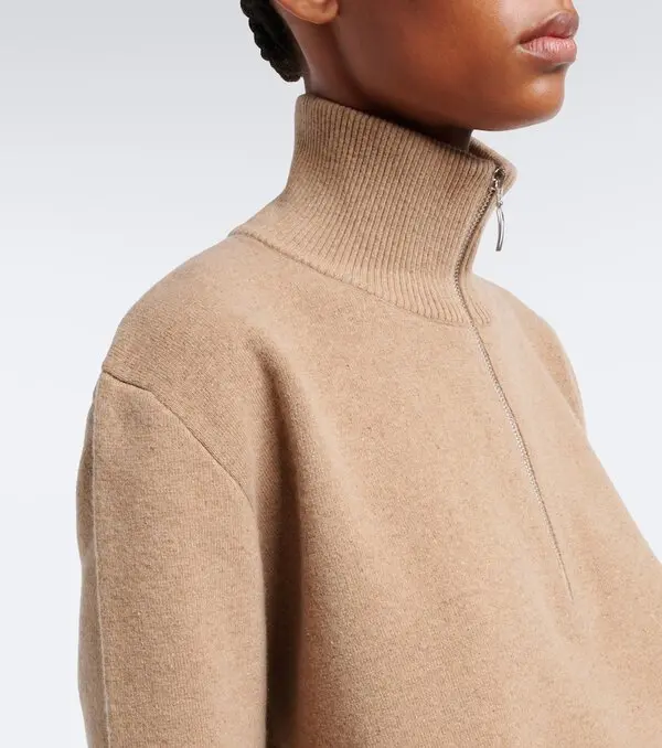 RÓHE Wool-blend Half-zip Turtleneck Sweater - Beige